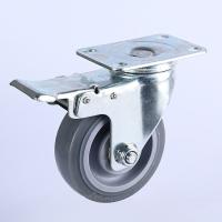China 75mm 3inch Platform Trolley Furniture TPR Soft Grey Rubber Plate Swivel Caster Wheels for sale