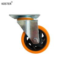 China 130kg Orange PVC/PU Industrial Rotary Trolley Caster Swivel Caster Wheel Customization for sale