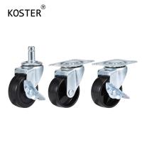 China 5kg Load KSLHD0403 Light Duty Furniture Rubber Black Swivel Caster for sale