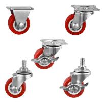 China 80kg Red Wheel 1inch 2inch 3inch Furniture Swivel Caster with Ball Bearing Zinc Plated for sale