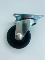 China 36/38/50/65/83/92 Installation Height Black Rubber Swivel Caster Wheel for Furniture for sale