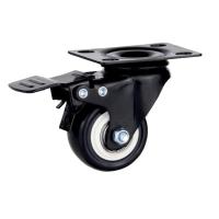 China Industry Wheel Barrow Office Chair Black Polyurethane Castor with Brake 3inch 72mm for sale