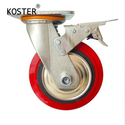 China 400kg Heavy Duty Red PU Caster Wheel for Easy Maneuvering and Durable Construction for sale