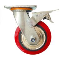 China 400kg Heavy Duty Red PU Caster Wheel for Easy Maneuvering and Durable Construction for sale