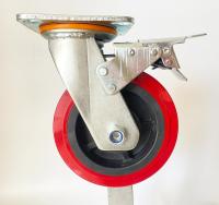China 400kg Heavy Duty Red PU Caster Wheel for Easy Maneuvering and Durable Construction for sale