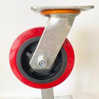 China 400kg Heavy Duty Red PU Caster Wheel for Easy Maneuvering and Durable Construction for sale