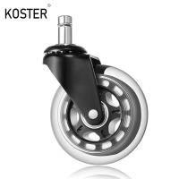 China 103mm Installation Height Black PU Transparent Casters for Long Lasting Office Chair for sale