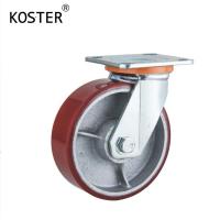 China Heavy Duty Red PU Iron Core Caster Wheels 4inch/5inch/6inch/8inch with Brake Included for sale