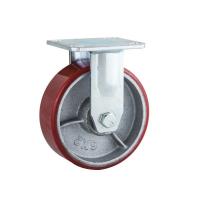 China Heavy Duty Red PU Iron Core Caster Wheels 4inch/5inch/6inch/8inch with Brake Included for sale