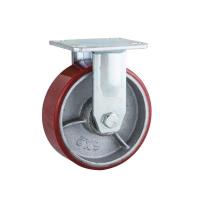 China Heavy Duty Red PU Iron Core Caster Wheels 4inch/5inch/6inch/8inch with Brake Included for sale