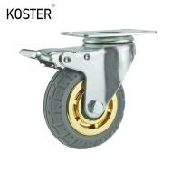 China Plastic Wheel 3inch to 5inch Golden Free Wheel Trolley Dustbin Castor Thickness 32mm for sale