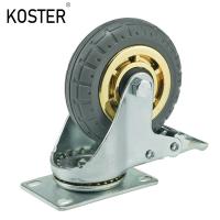 China Plastic Wheel 3inch to 5inch Golden Free Wheel Trolley Dustbin Castor Thickness 32mm for sale