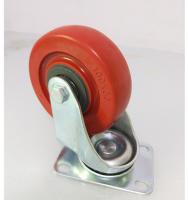 China 75mm/100mm/125mm Industry Barrow Wheels Double Bearing Red Plastic Wheel Castor with Brake for sale