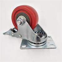 China 3 4 5inch Red PVC Castor Stem Swivel Trolley Wheel Casters Smooth and Flexible Swivel for sale