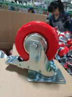 China 3 4 5inch Red PVC Castor Stem Swivel Trolley Wheel Casters Smooth and Flexible Swivel for sale