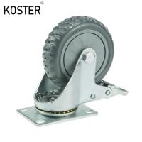 China 3inch to 5inch Industry Duty Grey Free Wheel Rubber Plastic Trolley Dustbin Caster Wheels for sale