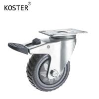 China 3inch to 5inch Industry Duty Grey Free Wheel Rubber Plastic Trolley Dustbin Caster Wheels for sale