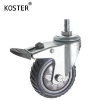 China 3inch to 5inch Industry Duty Grey Free Wheel Rubber Plastic Trolley Dustbin Caster Wheels for sale