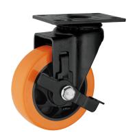 China 75mm 3inch Rotating PU/PVC Caster Wheel for Industrial Trolley Furniture in Orange for sale