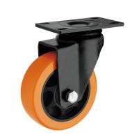 China 75mm 3inch Rotating PU/PVC Caster Wheel for Industrial Trolley Furniture in Orange for sale