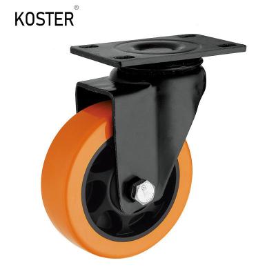China Rotating Wheel 2.5inch Orange PU PVC Swivel Castor Wheels for Small Furniture for sale