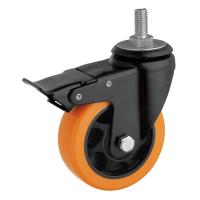 China Rotating Wheel 2.5inch Orange PU PVC Swivel Castor Wheels for Small Furniture for sale