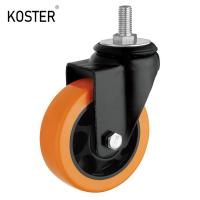 China 75mm 3inch Orange Industrial Trolley Furniture PU/PVC Castor for Heavy-Duty Equipment for sale