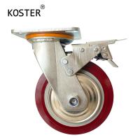 China 4inch 5inch 6inch 8inch Heavy Duty Industrial Roller Bearing PU Wheel with Steel Core Swivel Castor for sale