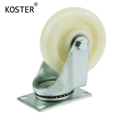 China 4 Inch Swivel Instrumental Caster with White Locking PP/PA Nylon Industrial Wheels for sale