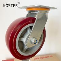China 4inch 5inch 6inch 8inch Heavy Duty Red Wheel Roller Bearing Polyurethane PU Swivel Caster for sale