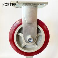 China 4inch 5inch 6inch 8inch Heavy Duty Red Wheel Roller Bearing Polyurethane PU Swivel Caster for sale