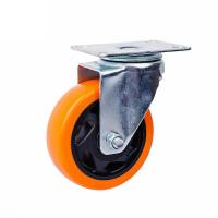 China PU Wheel Industrial Caster Swivel Plate with Side Brake 4