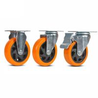 China PU Wheel Industrial Caster Swivel Plate with Side Brake 4