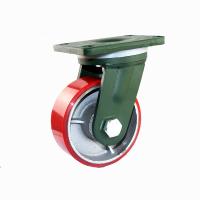 China 4/5/6/8inch Heavy Duty 1 Ton Red PU Wheel Iron Core Caster Wheel with Rotating Wheel for sale