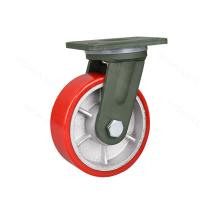 China 4/5/6/8inch Heavy Duty 1 Ton Red PU Wheel Iron Core Caster Wheel with Rotating Wheel for sale