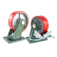 China 4/5/6/8inch Heavy Duty 1 Ton Red PU Wheel Iron Core Caster Wheel with Rotating Wheel for sale