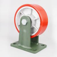 China 4/5/6/8inch Heavy Duty 1 Ton Red PU Wheel Iron Core Caster Wheel with Rotating Wheel for sale