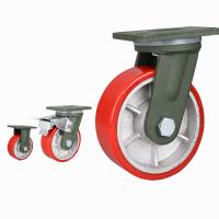 China 4/5/6/8inch Heavy Duty 1 Ton Red PU Wheel Iron Core Caster Wheel with Rotating Wheel for sale