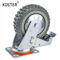 China 4inch 5inch 6inch 8inch 350kg Heavy Duty Grey Rubber Free Castor Wheel Thickness 50mm for sale