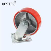 China 4 5 6 8 10 Inch Red PU All Steel Core Heavy Duty Castor Zinc Plated and Long Lasting for sale