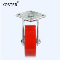 China 4 5 6 8 10 Inch Red PU All Steel Core Heavy Duty Castor Zinc Plated and Long Lasting for sale