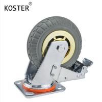 China 100mm/125mm/150mm/200mm Golden Caster Wheel with Brake and Locking Mechanism for sale