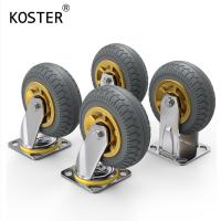 China 100mm/125mm/150mm/200mm Golden Caster Wheel with Brake and Locking Mechanism for sale