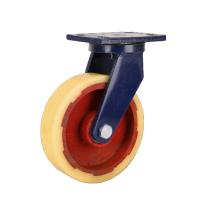 China 1000kg to 1.2 Ton Red Iron Core Nylon Caster Wheel with 50mm Thickness and Roller Bearing for sale