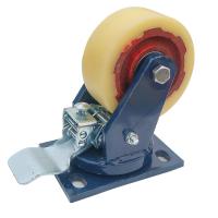 China 1000kg to 1.2 Ton Red Iron Core Nylon Caster Wheel with 50mm Thickness and Roller Bearing for sale