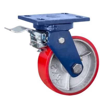 China Roller Bearing Heavy Duty 1 Ton Trolley Wheel with Zinc Plated Iron Core PU Caster Wheel for sale