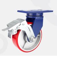China Roller Bearing Heavy Duty 1 Ton Trolley Wheel with Zinc Plated Iron Core PU Caster Wheel for sale