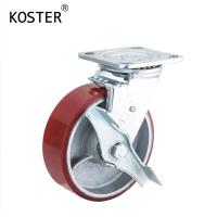 China PU Iron Injection Adjustable Caster Wheels with 32mm Thickness and Zinc Plated Finish for sale