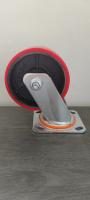 China 125mm Diameter Industrial Trolley 4 Inch PU Swivel Casters with 12*8.2mm Hole Distance for sale