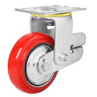 China Roller Bearing 6 Inch Rubber / Polyurethane Spiral Shock Absorption Fixed Casters Wheel for sale